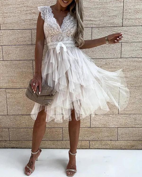 SP2135,White lace homecoming dresses,tulle short prom dress on Storenvy